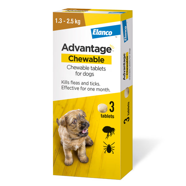 Advantage Chewable Tablet Flea and Tick Protection for Dogs – 3 Pack ...